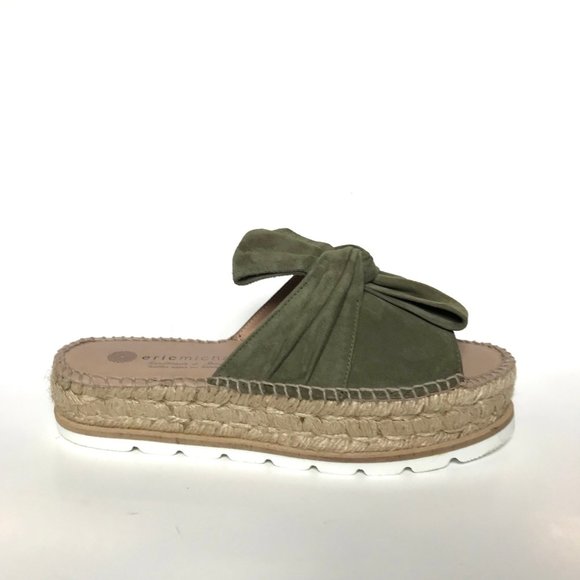 Eric Michael | Shoes | Eric Michael Sybil Sage Green Platform Slides ...